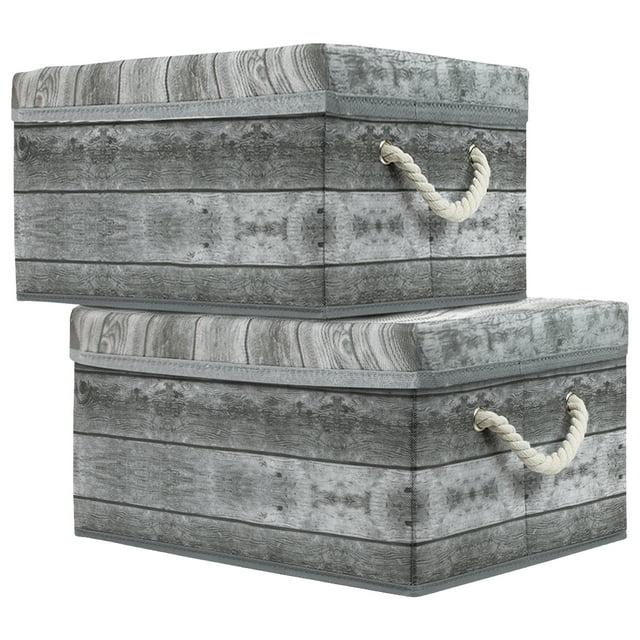 Wooden Pattern Storage Box - Grey (2 Pack) - Walmart.com