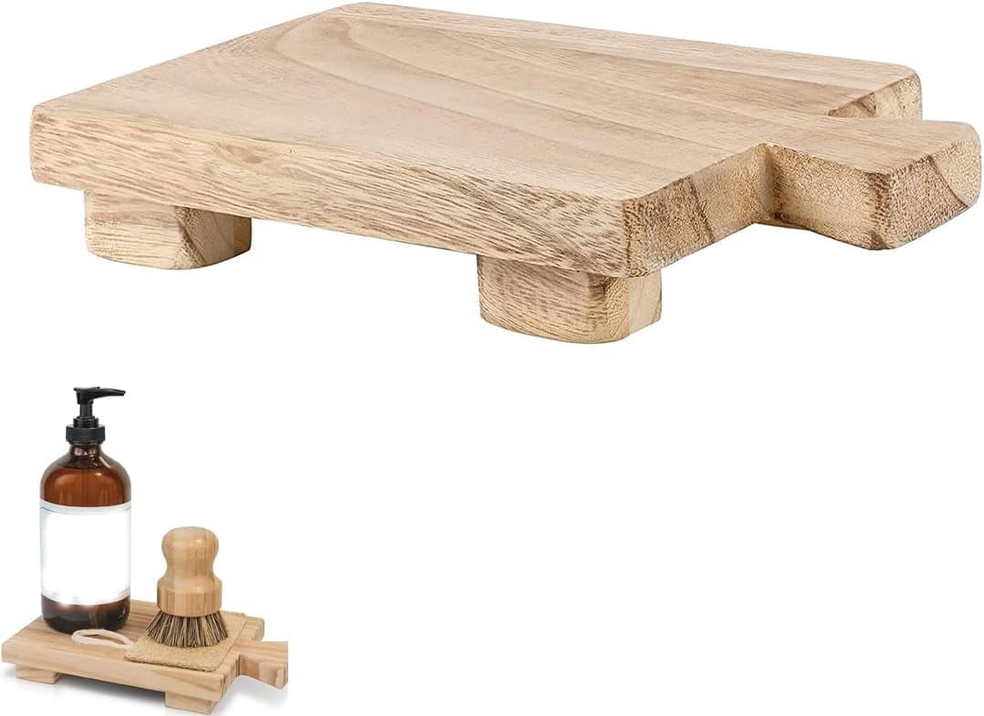 Wood Pedestal Riser, Wooden Soap Holder, Riser Wood Footed Tray, for ...