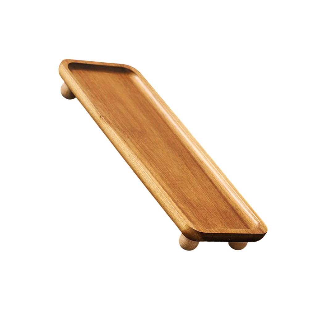 Wood Pedestal Serving Platter Storage Tray For Breakfast Desserts ...