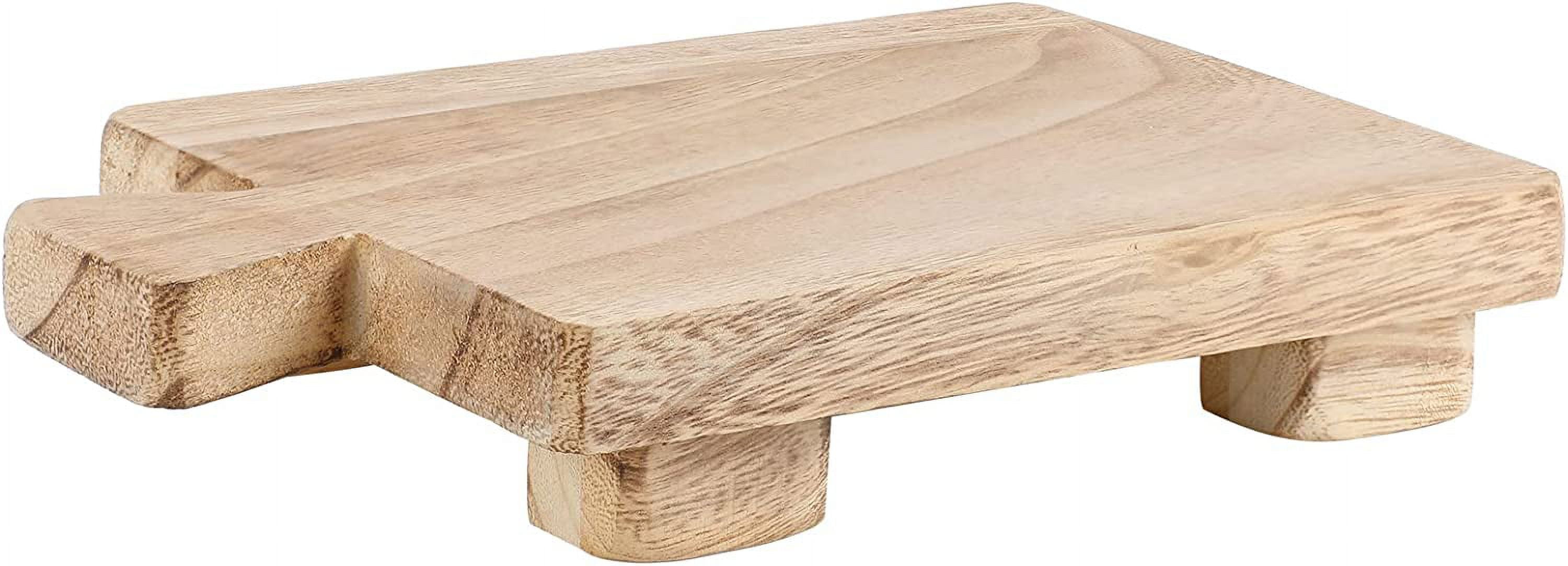 Wood Pedestal Stand Riser Wood Footed Tray for Bathroom Home Kitchen ...