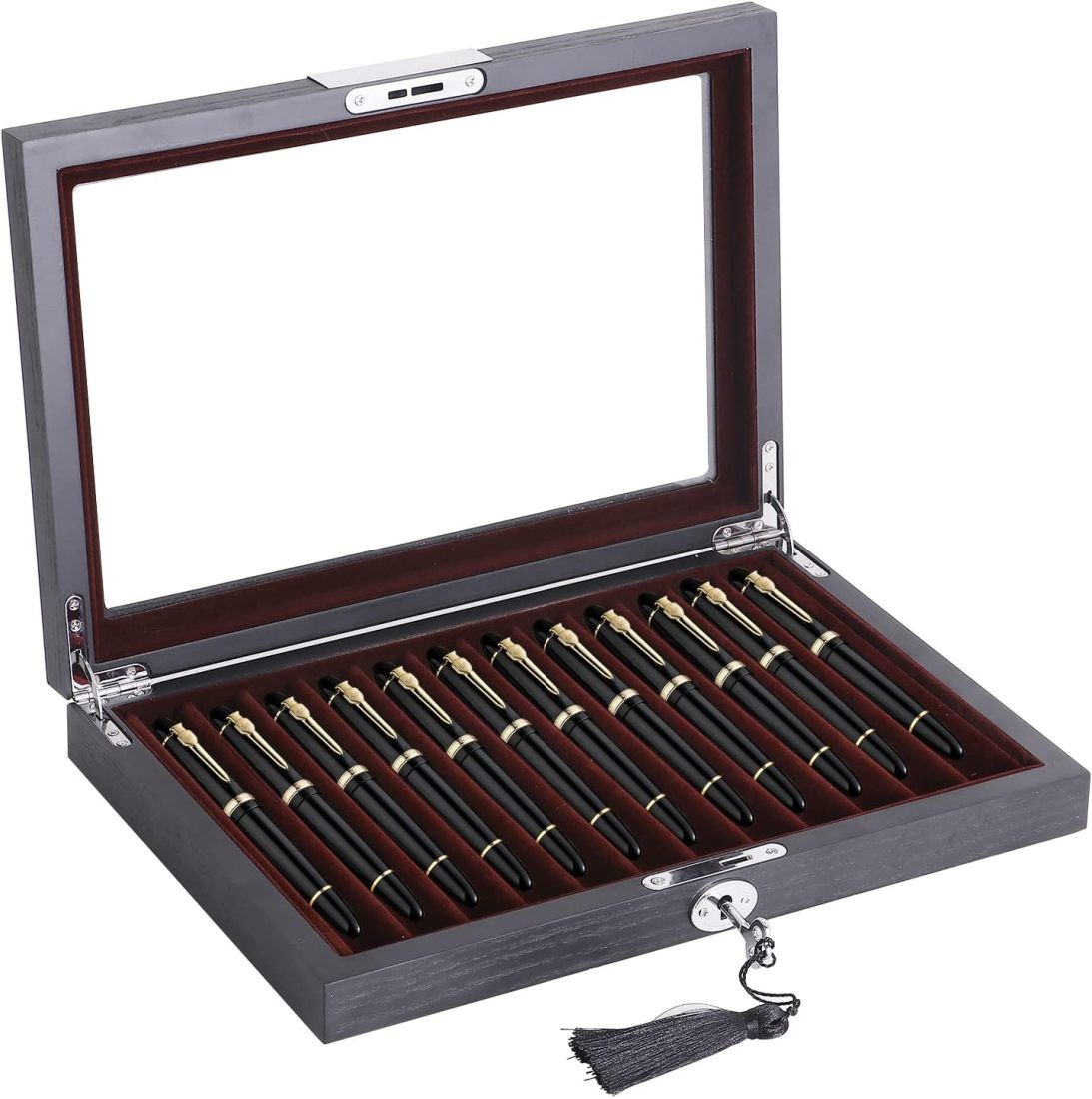 Wood Pen Display Box Luxury Fountain Pen Collector 12 Slot Pen Storage ...