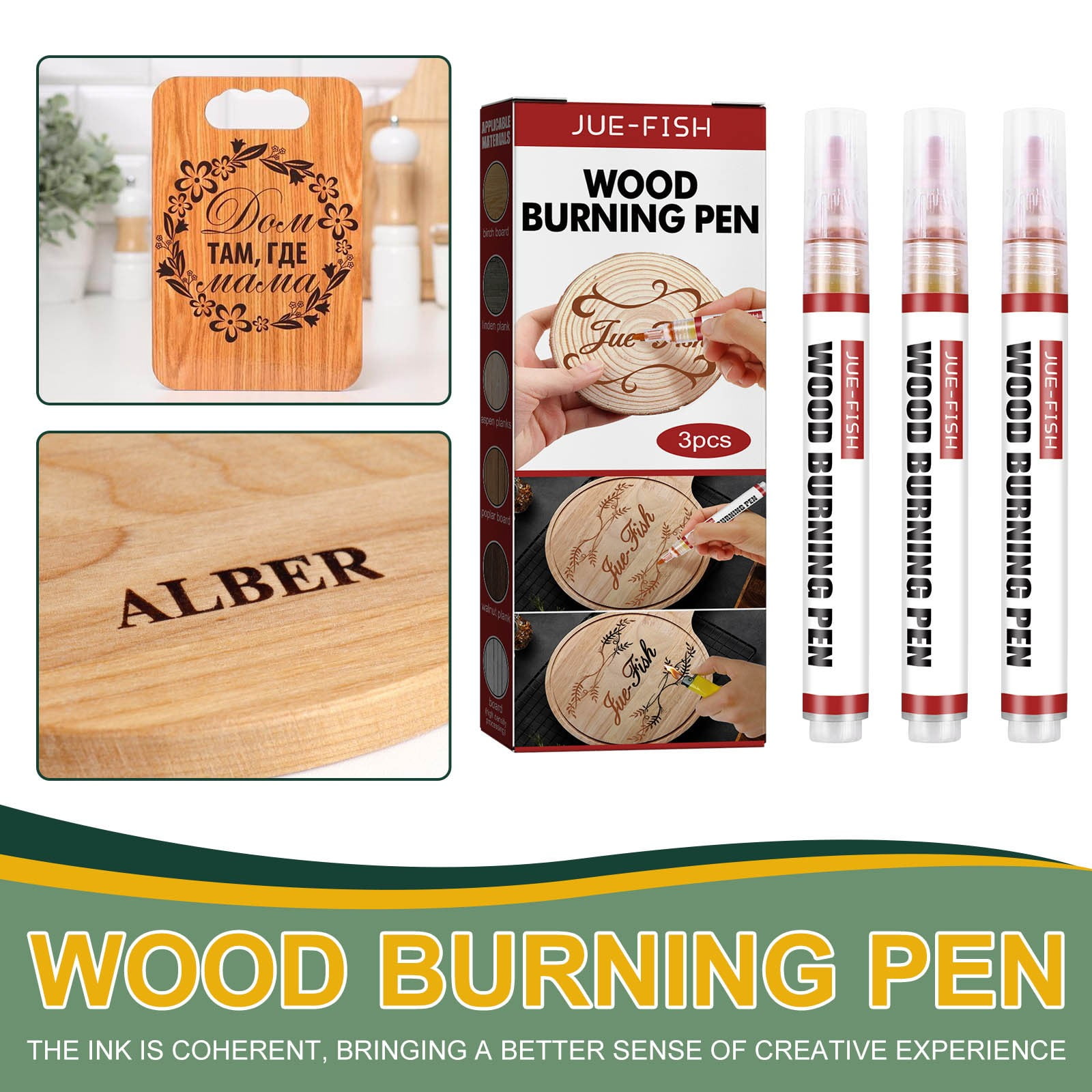 Wood Pen Set Wood Marker Kids DIY Ironing Brush Wood Marker Set 1ML ...