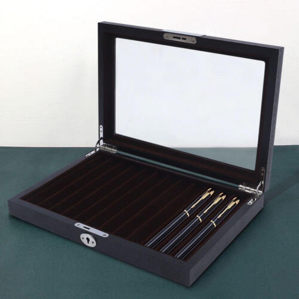 Wood Pen Storage Box Fountain Pen Display Case Organizer With Key Gift ...