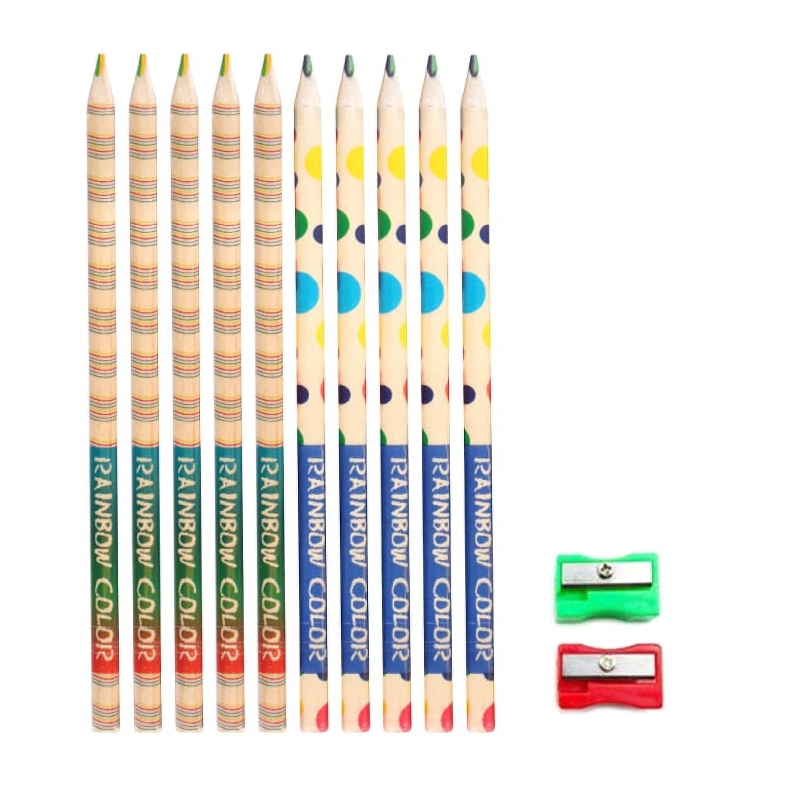 Wood Pencil Thick Rod Sets with Sharpeners Kits for Coloring Drawing ...
