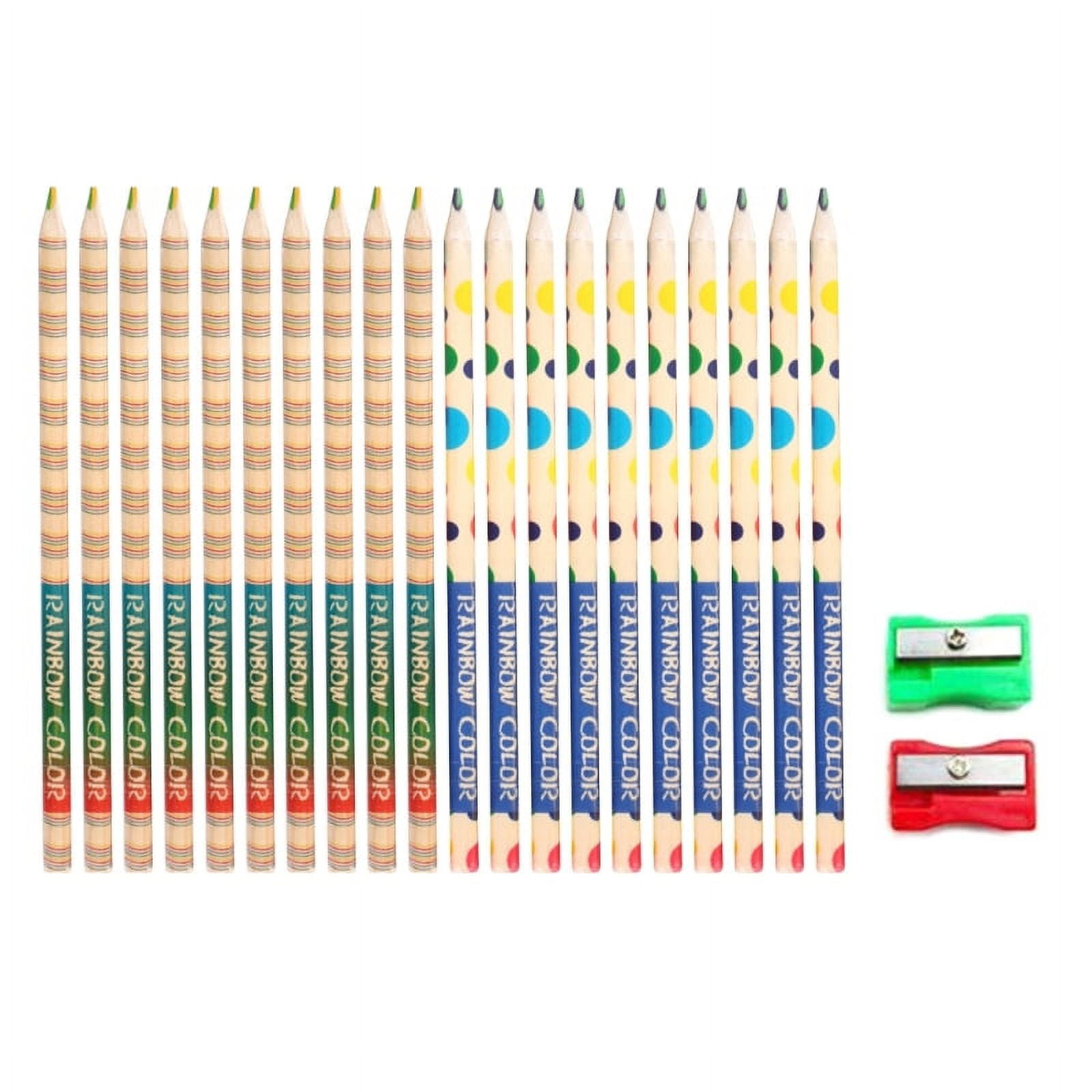 Wood Pencil Thick Rod Sets with Sharpeners Kits for Coloring Drawing ...