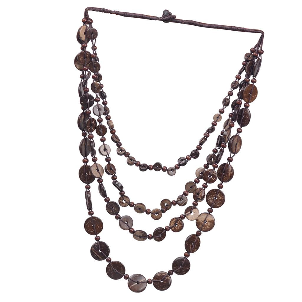 Wood Pendant Necklace Handmade Multi-Layer Coconut Shell Fashion ...