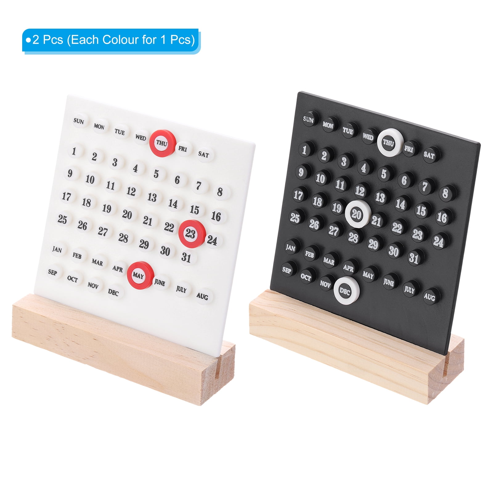 Wood Perpetual Calendar Acrylic Wooden Base Handmade DIY Calendar Stand ...