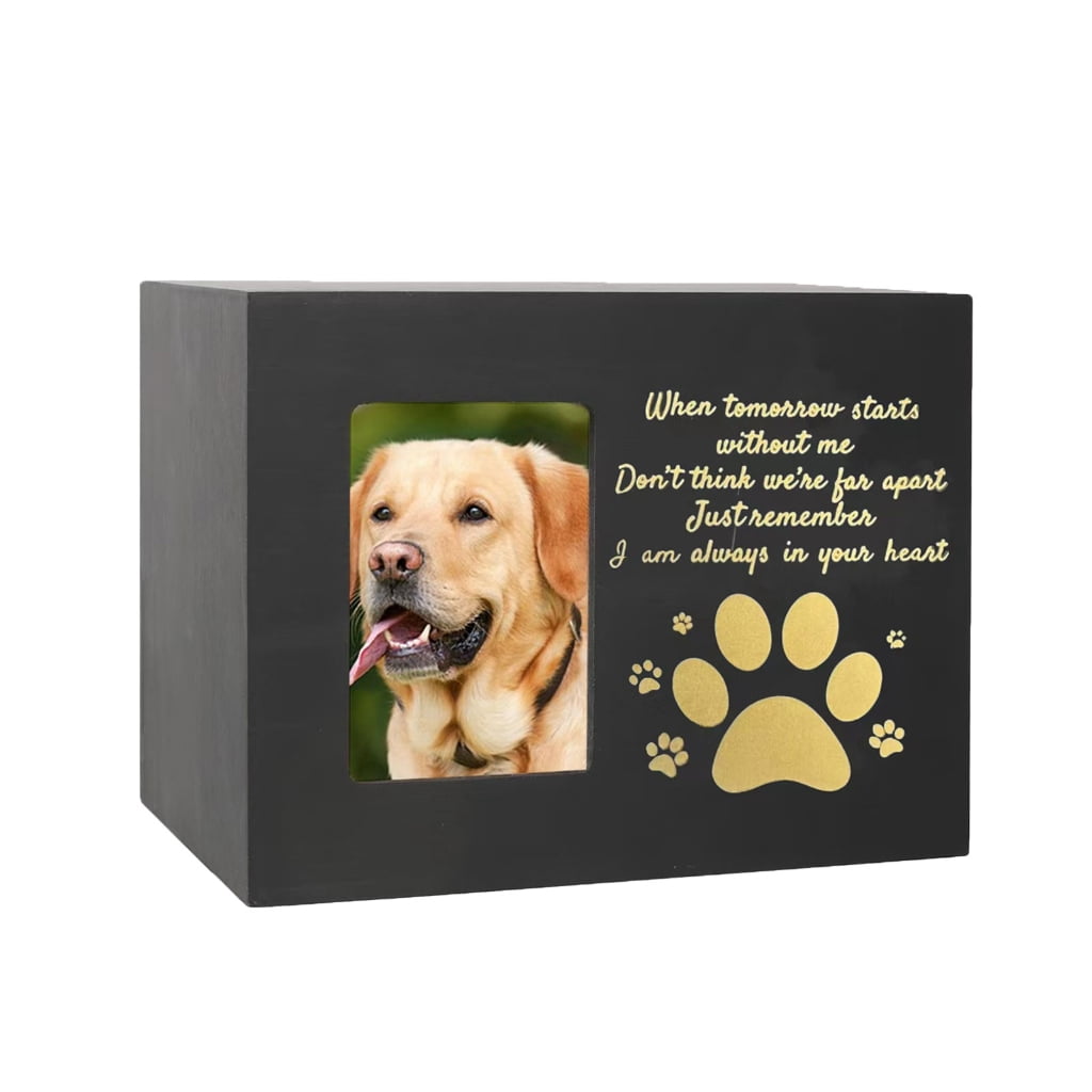 Wood Pet Cremation Urn With Resin Angel Decors Figurine Storage Bag for ...