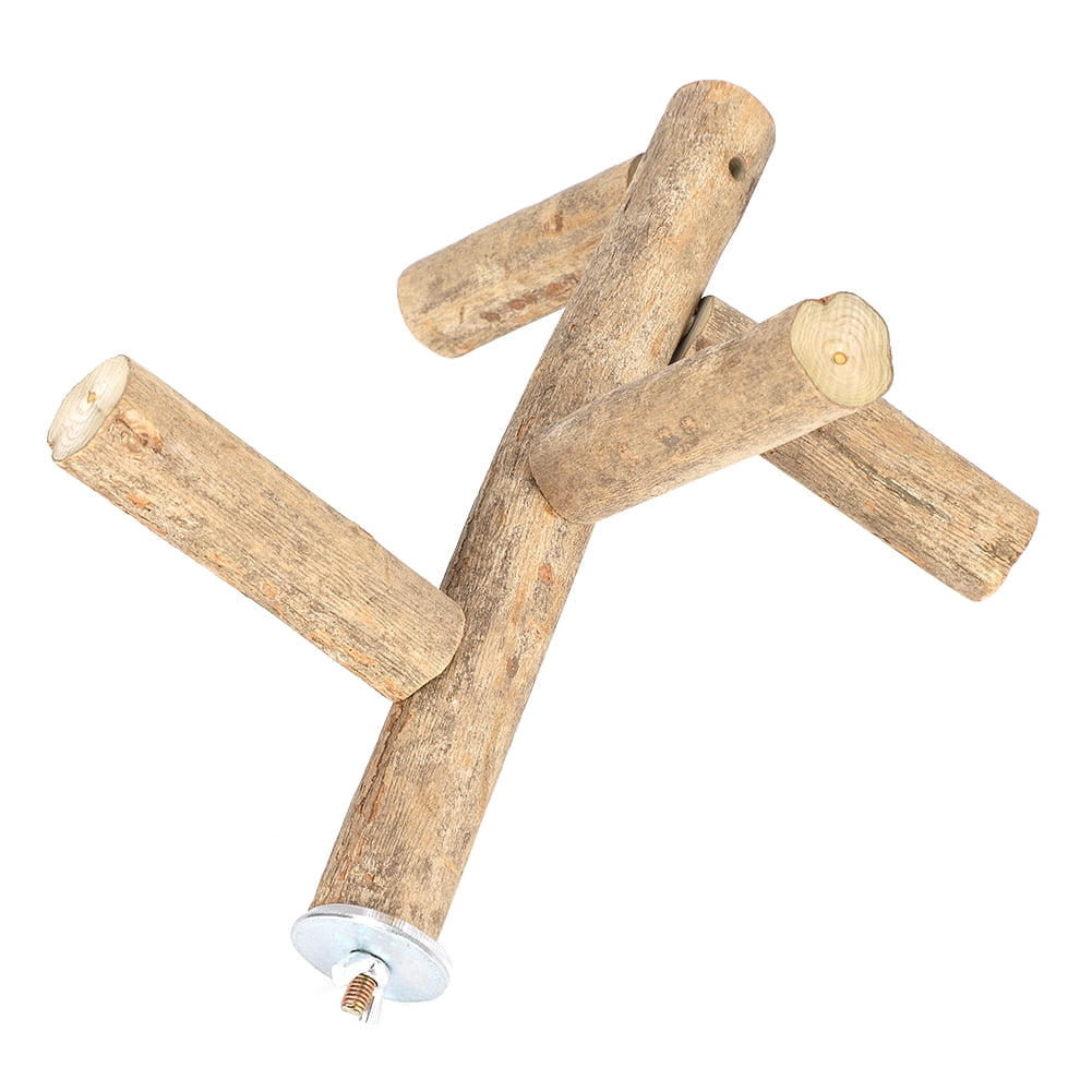 Wood Pet Parrot Perch Activity Standing Branches Toy Biting Playing ...