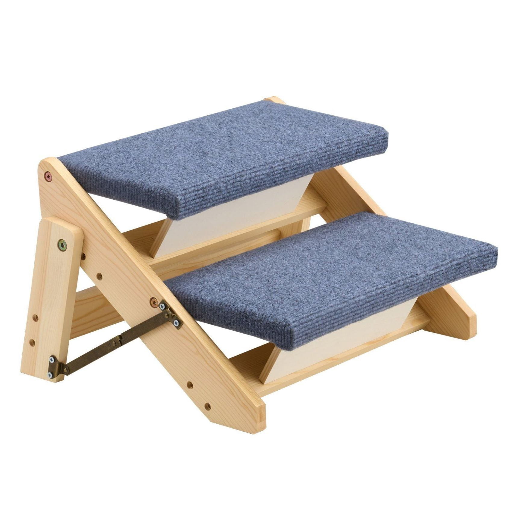 Wood Pet Stairs 2-Step, Dog Stairs for Bed/Sofa, 110lbs, Foldable ...