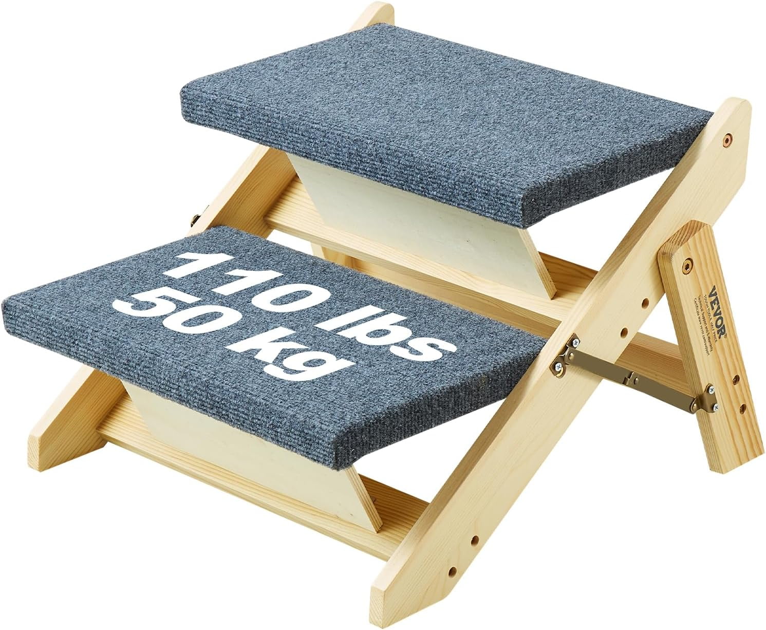 Wood Pet Stairs/Pet Steps, 2-in-1 Foldable Wooden Dog Stair for Beds ...