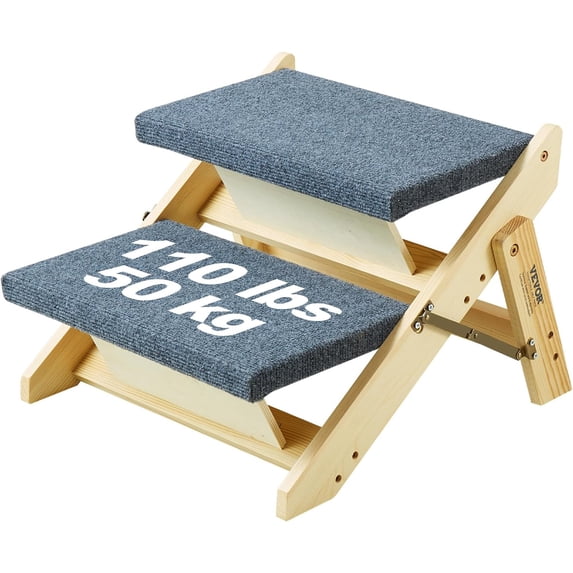 Wood Pet Stairs/Pet Steps, 2-in-1 Foldable Wooden Dog Stair for Beds ...