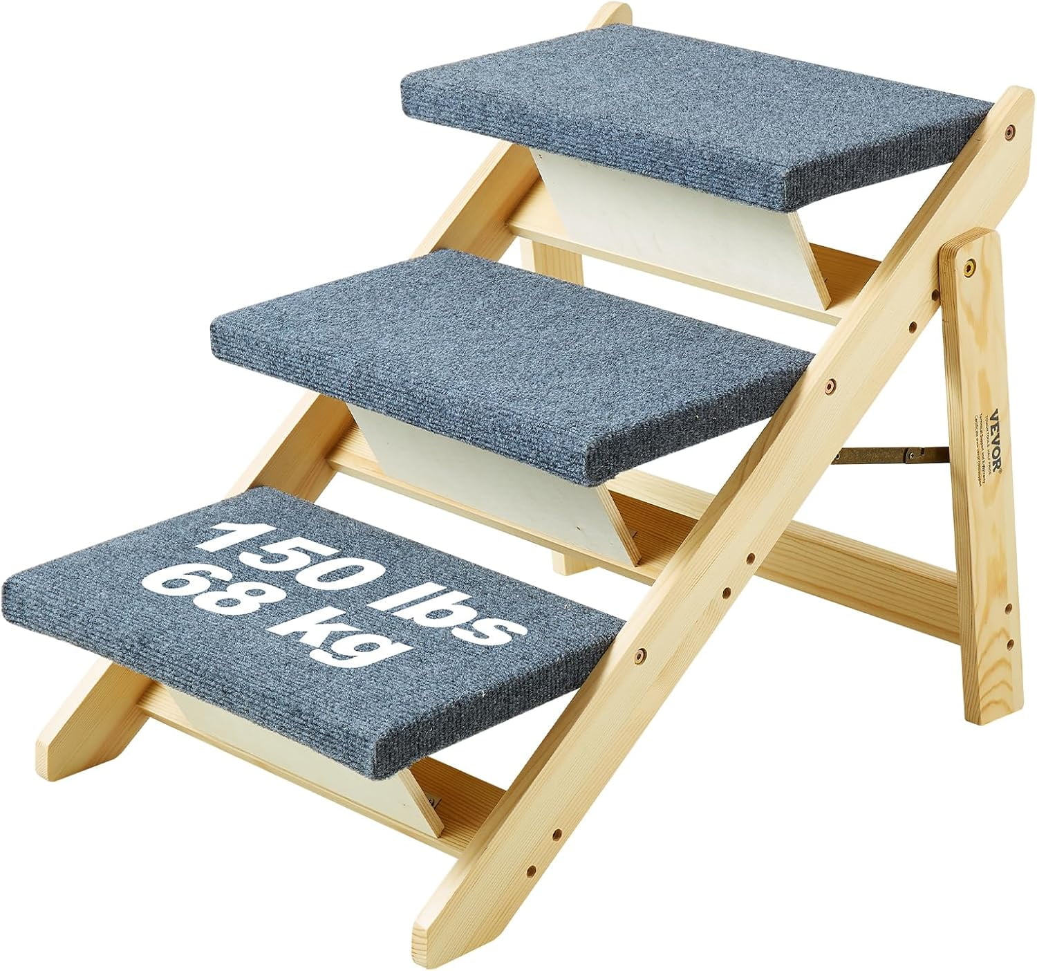 Wood Pet Stairs/Pet Steps, 2-in-1 Foldable Wooden Dog Stair for Beds ...