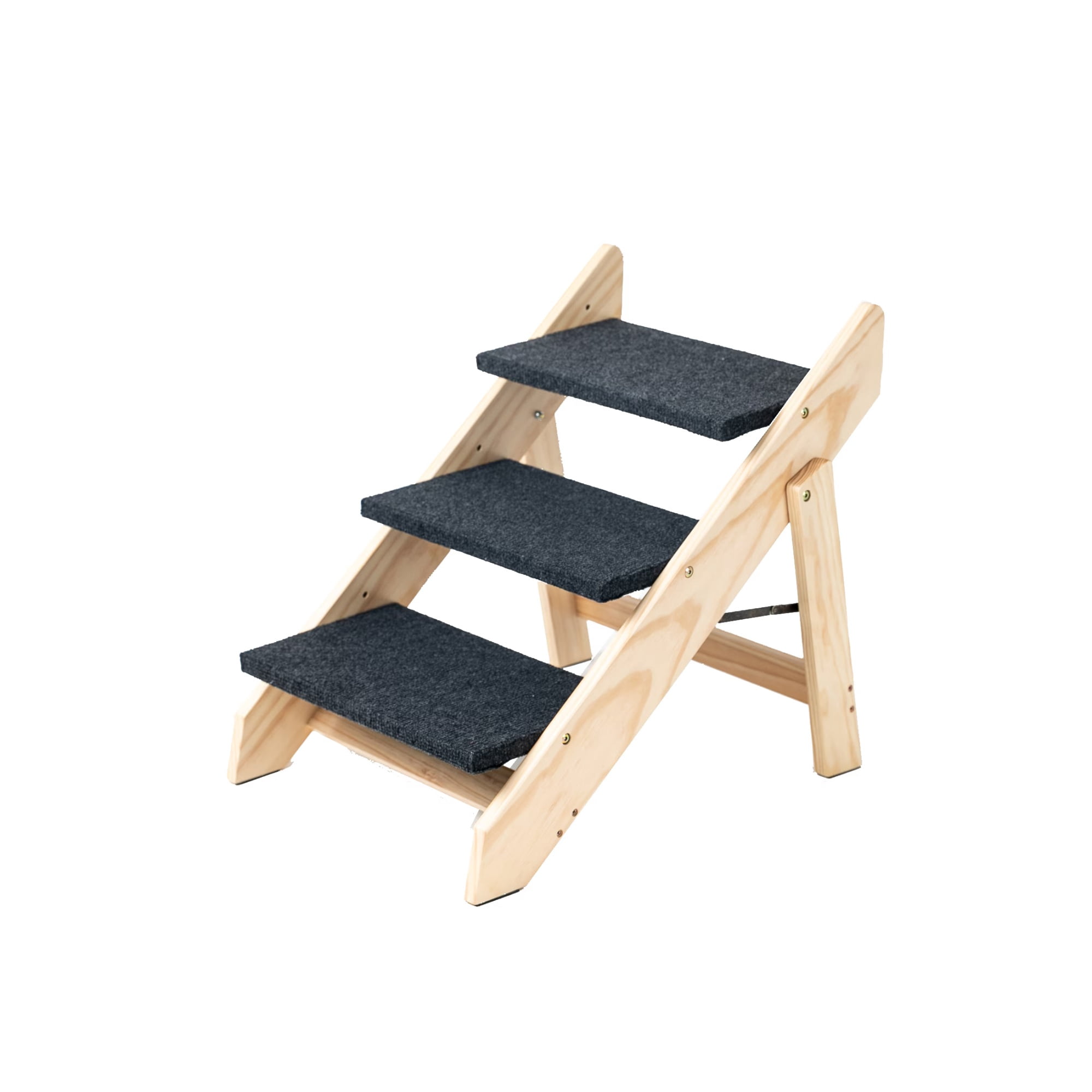 Wood Pet Stairs/Pet Steps - Foldable 3 Levels Dog Stairs & Ramp Perfect ...