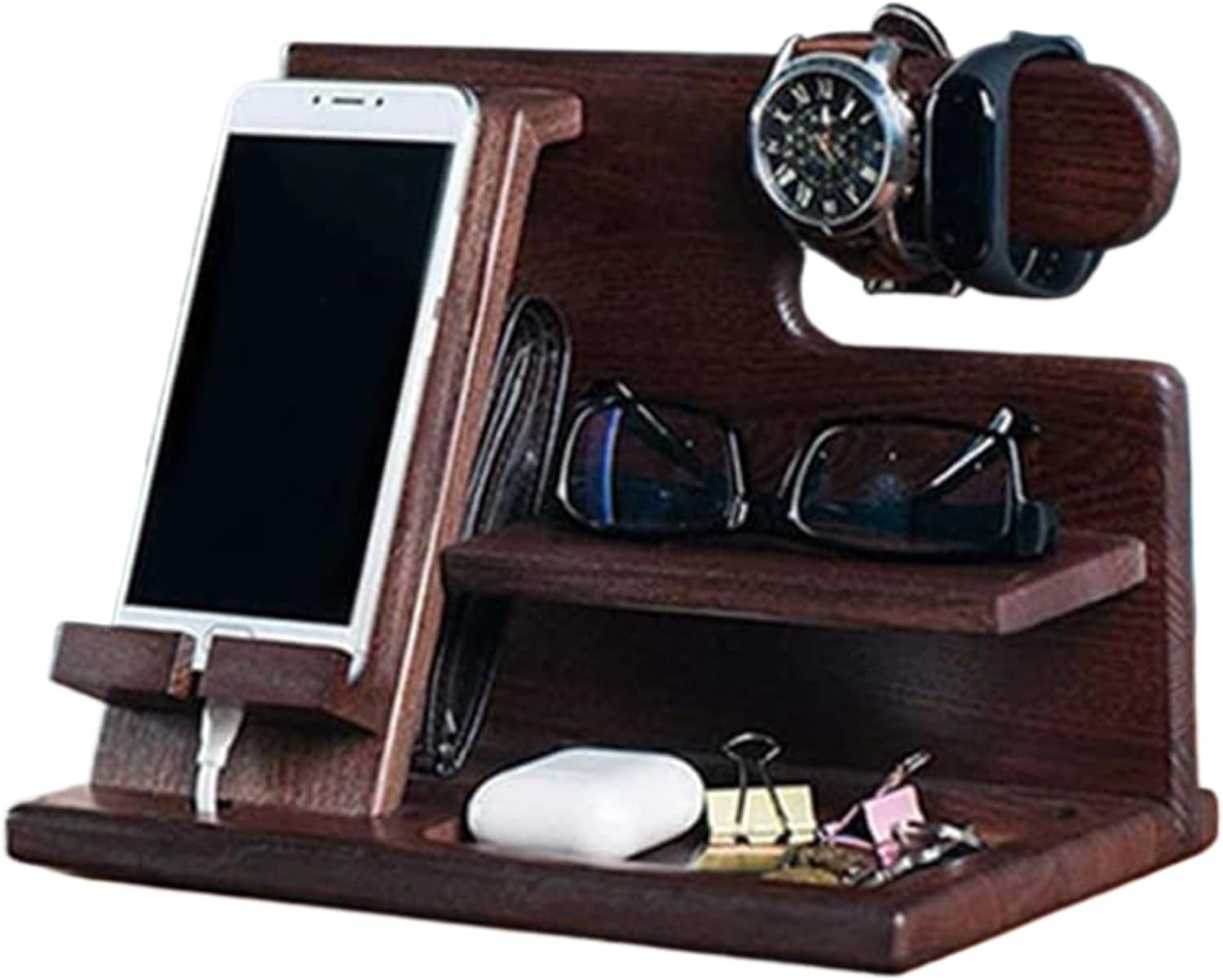 Wood Phone Docking Station for Men:Cell Phone Stand Night Stand ...