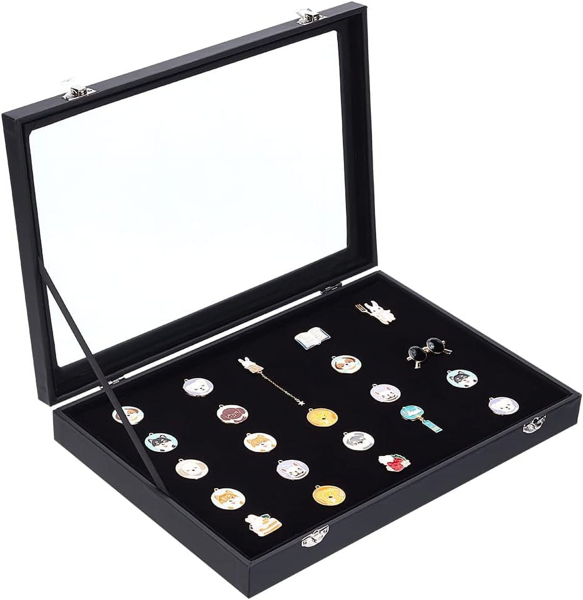 Wood Pin Display Case Badge Presentation Box with Velvet & Polyester ...