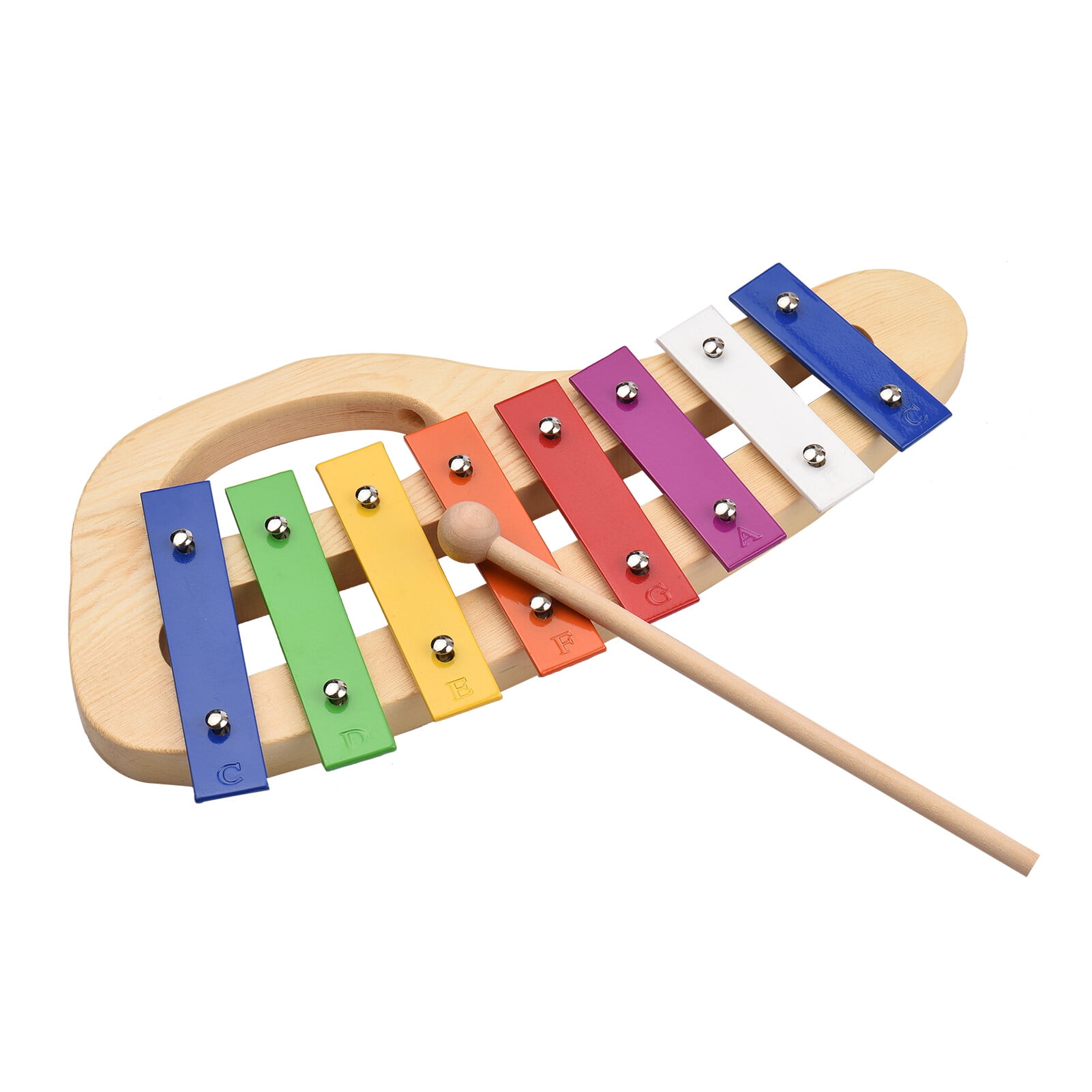 Wood Pine Xylophone 8-Note Glockenspiel 3mm Colorful Aluminum Plate ...