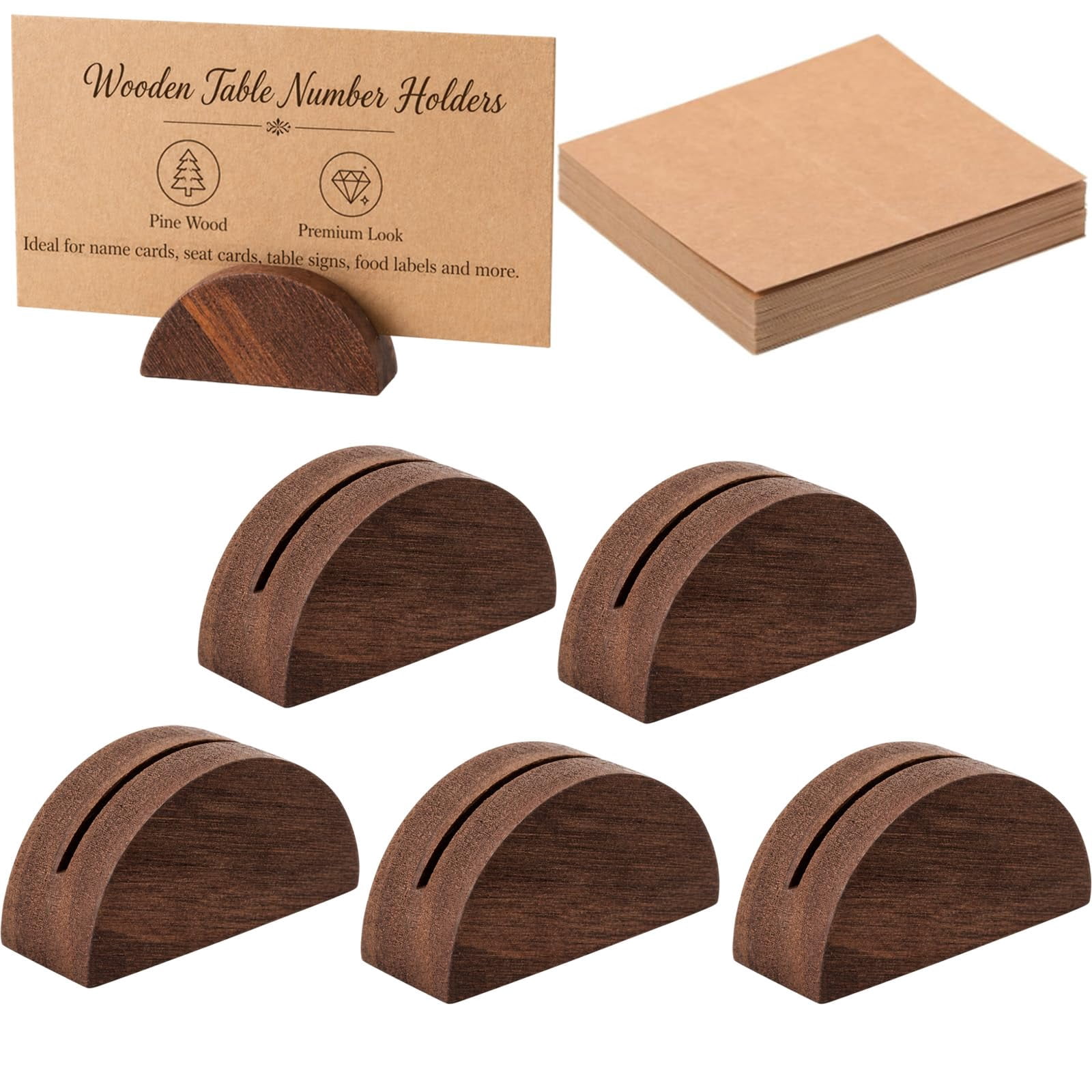 Wood Place Card Holder 5/12/24/50 Pcs, Pine Wood Table Number Holders ...