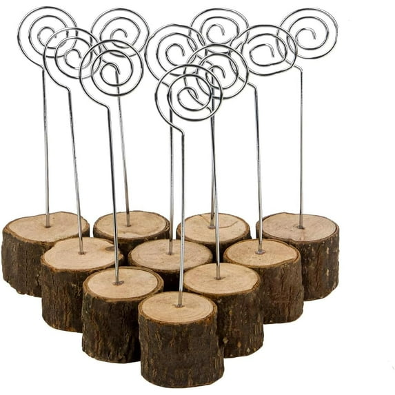 Wood Place Card Holders with Swirl Wire Table Number Stands and Photo ...