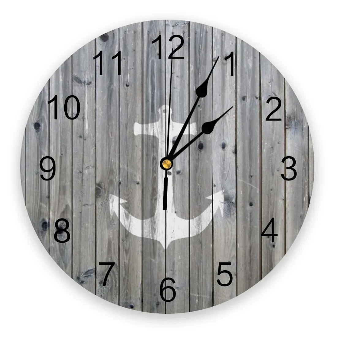 Wood Plank Anchor Gray Modern Wall Clock For Home Office Wall ...