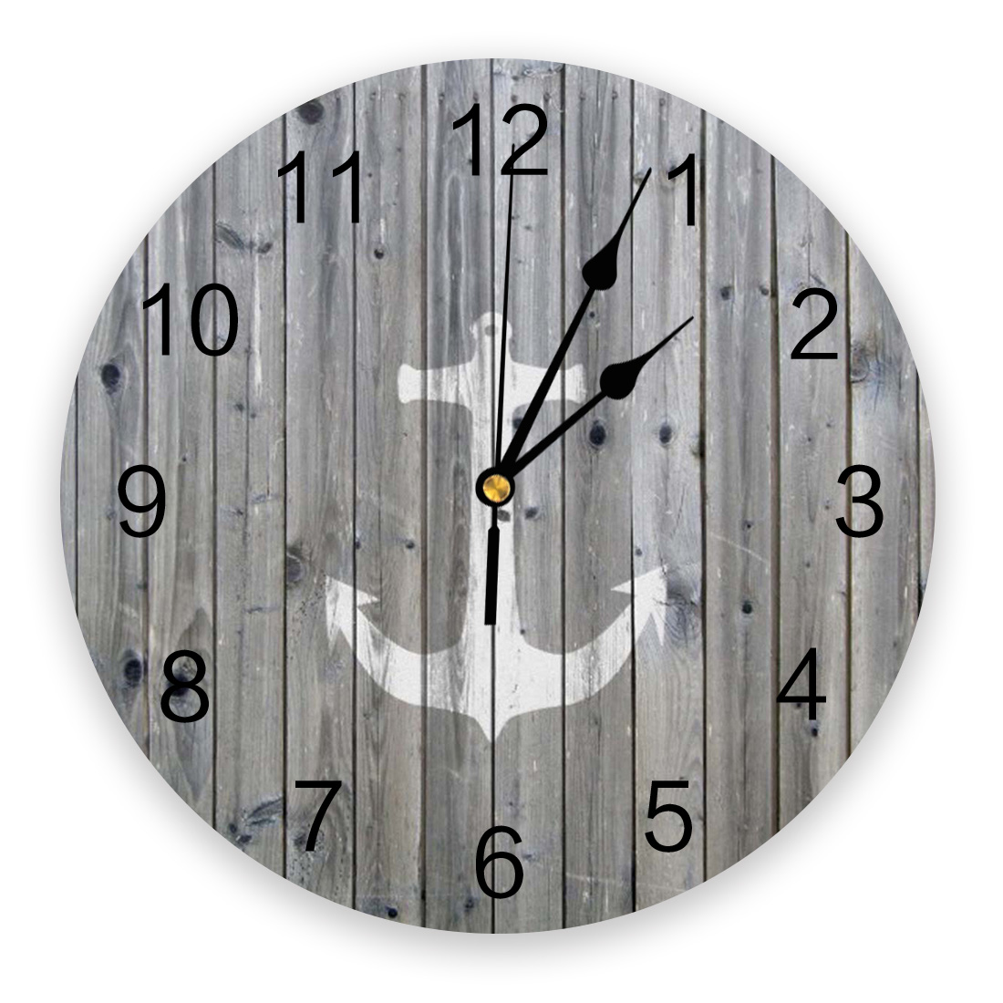 Wood Plank Anchor Gray Modern Wall Clock For Home Office Wall ration ...