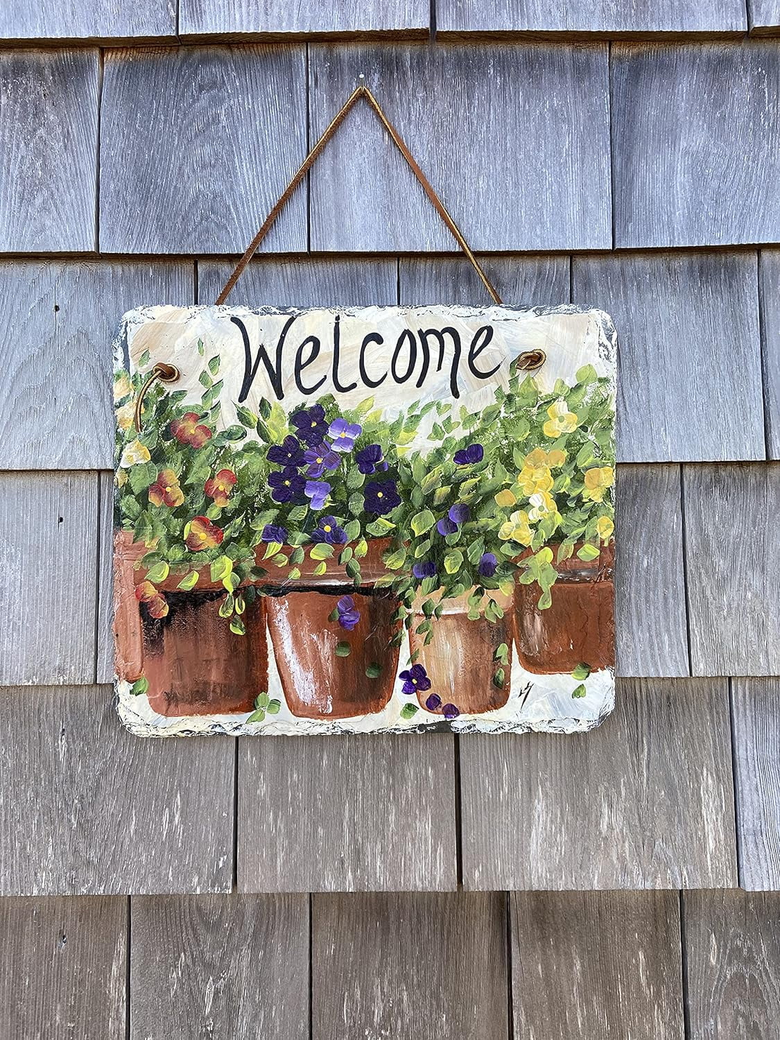 Wood Plank Sign Spring Welcome Sign Front Door Slate Spring Slate Sign ...