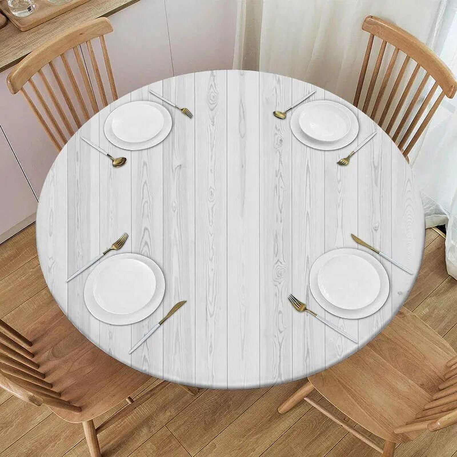 Wood Plank Texture Fitted Round Tablecloth Wooden Background Table ...