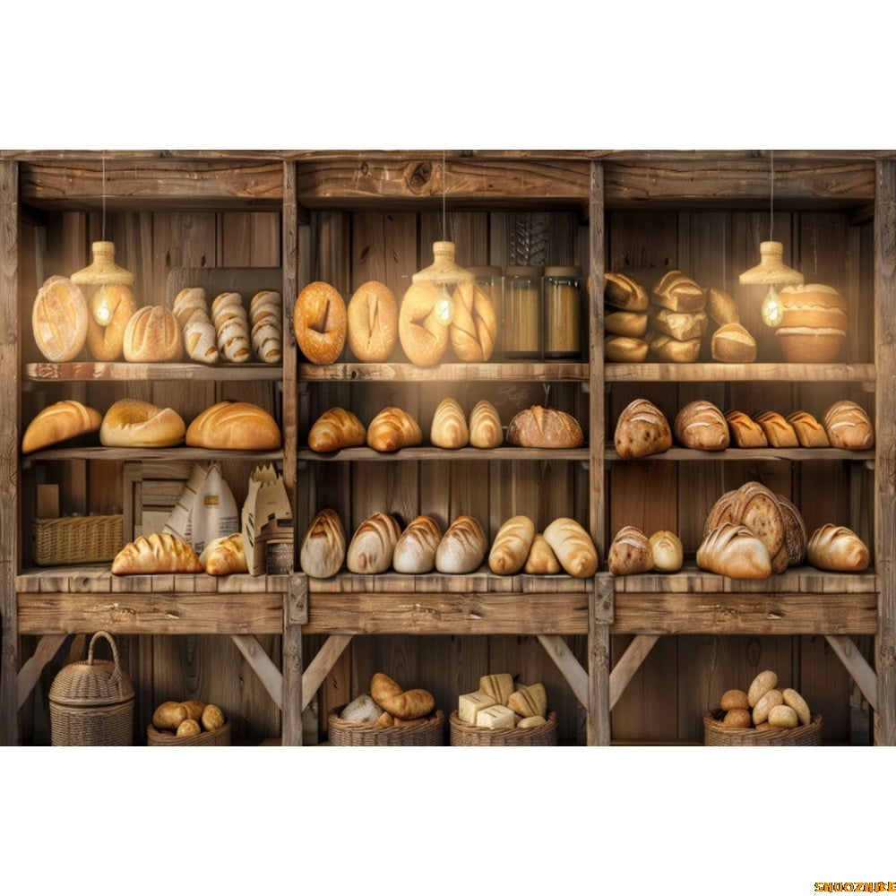 Wood Planks Kitch Donut Bread Backdrop Baking Bread Food Cake Portrait ...