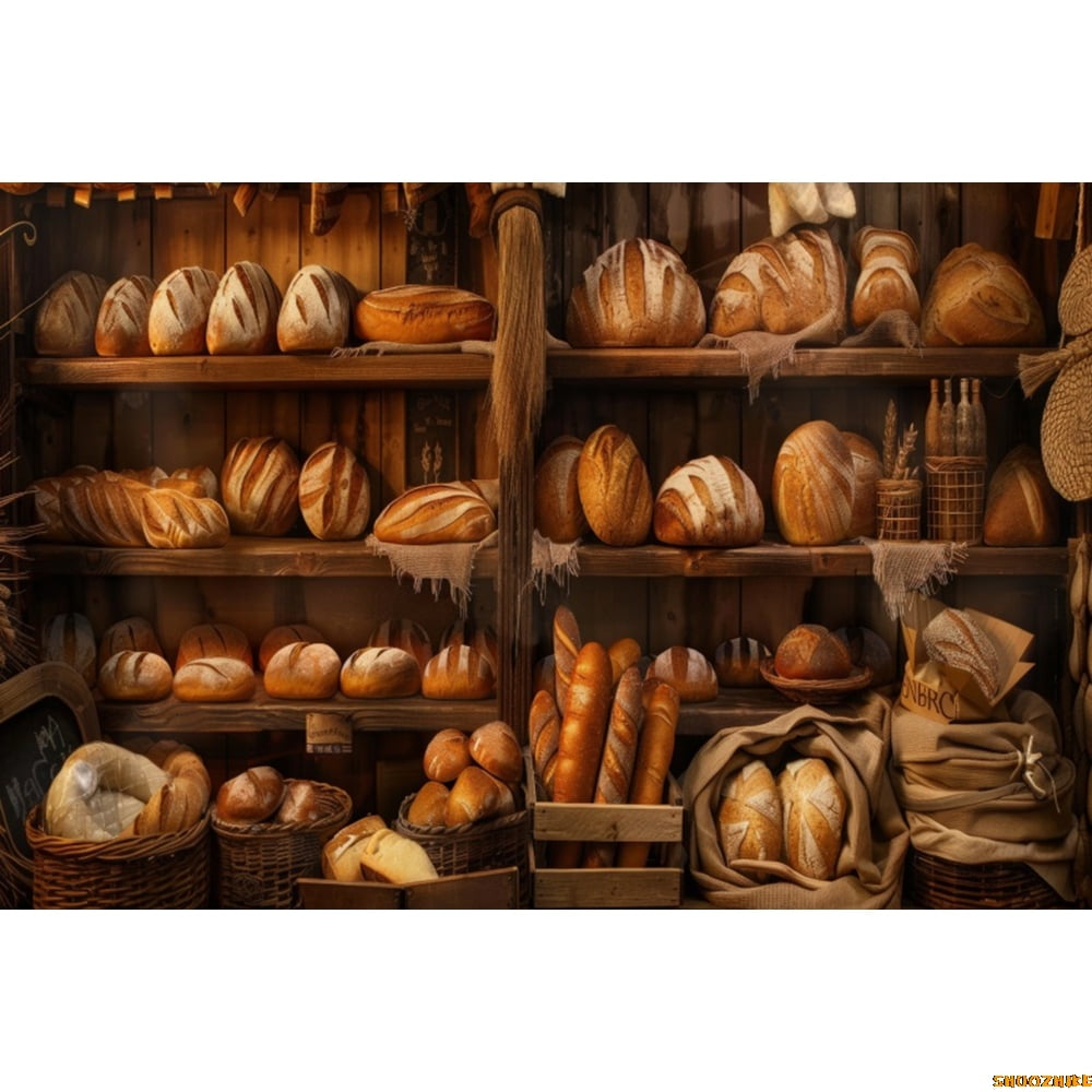 Wood Planks Kitch Donut Bread Backdrop Baking Bread Food Cake Portrait ...