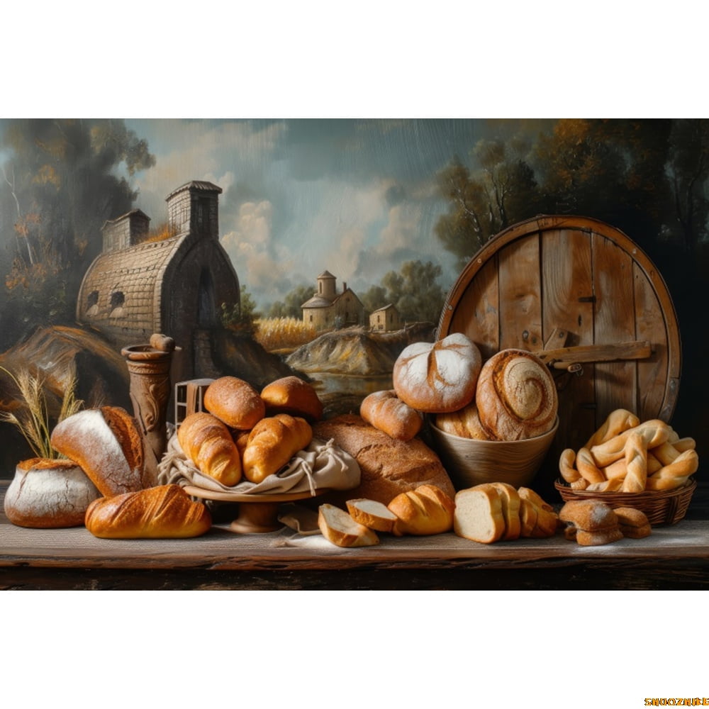 Wood Planks Kitch Donut Bread Backdrop Baking Bread Food Cake Portrait ...