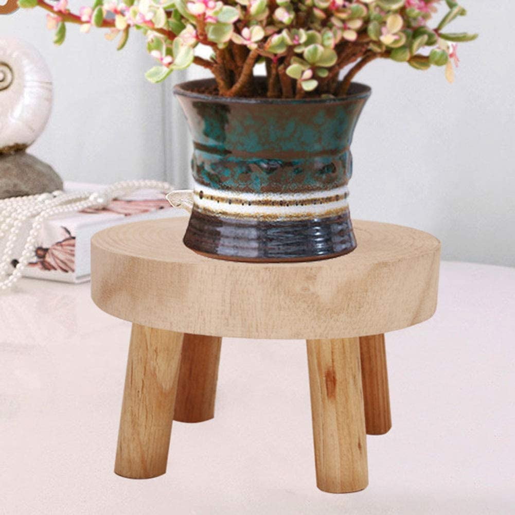 Wood Plant Riser Stands,Mini Round Stool Bonsai Holder Potted Display ...