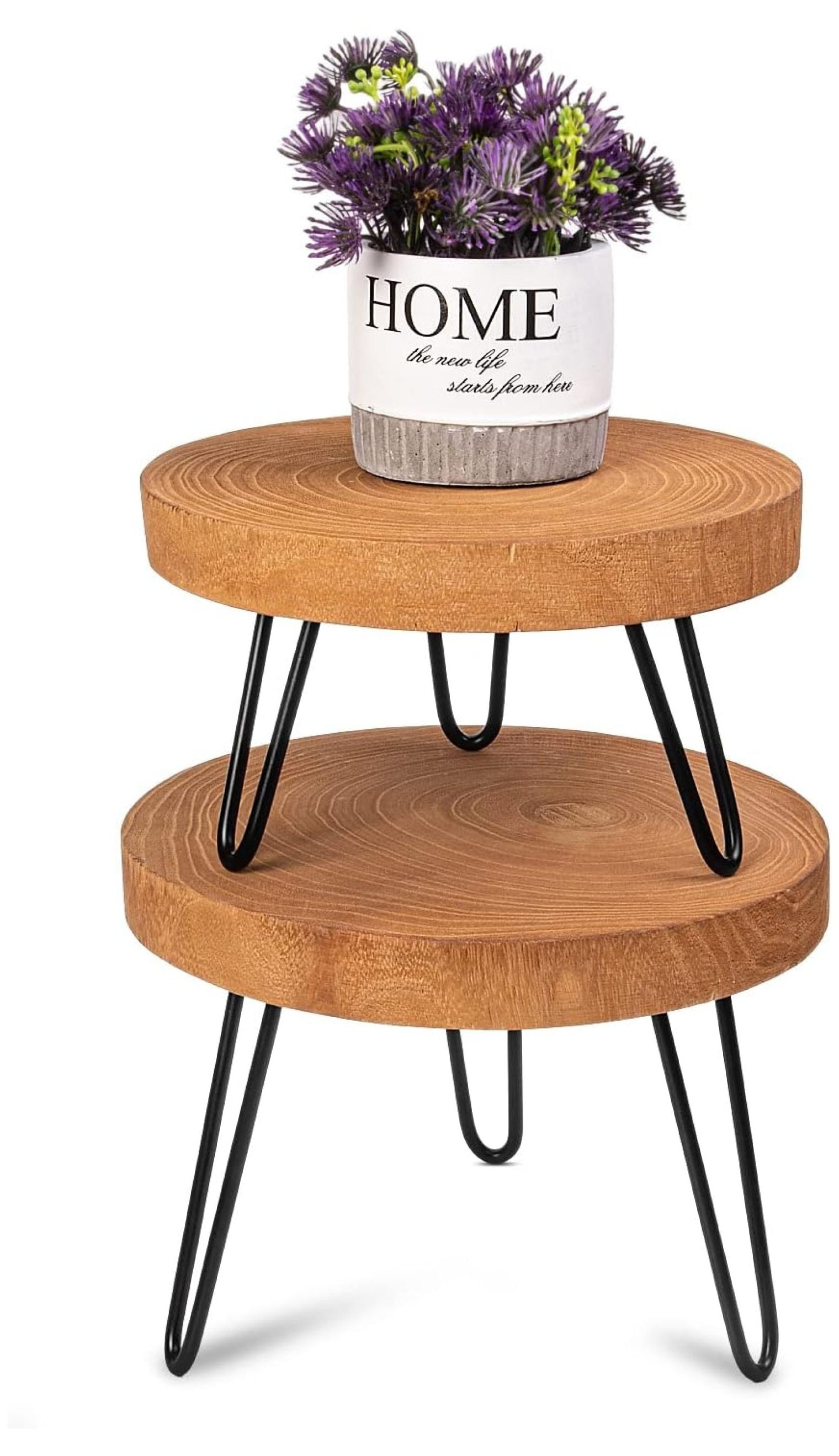 Wood Plant Stand, 2 Pack Wooden Plant Stool Indoor, Mini Century Modern ...