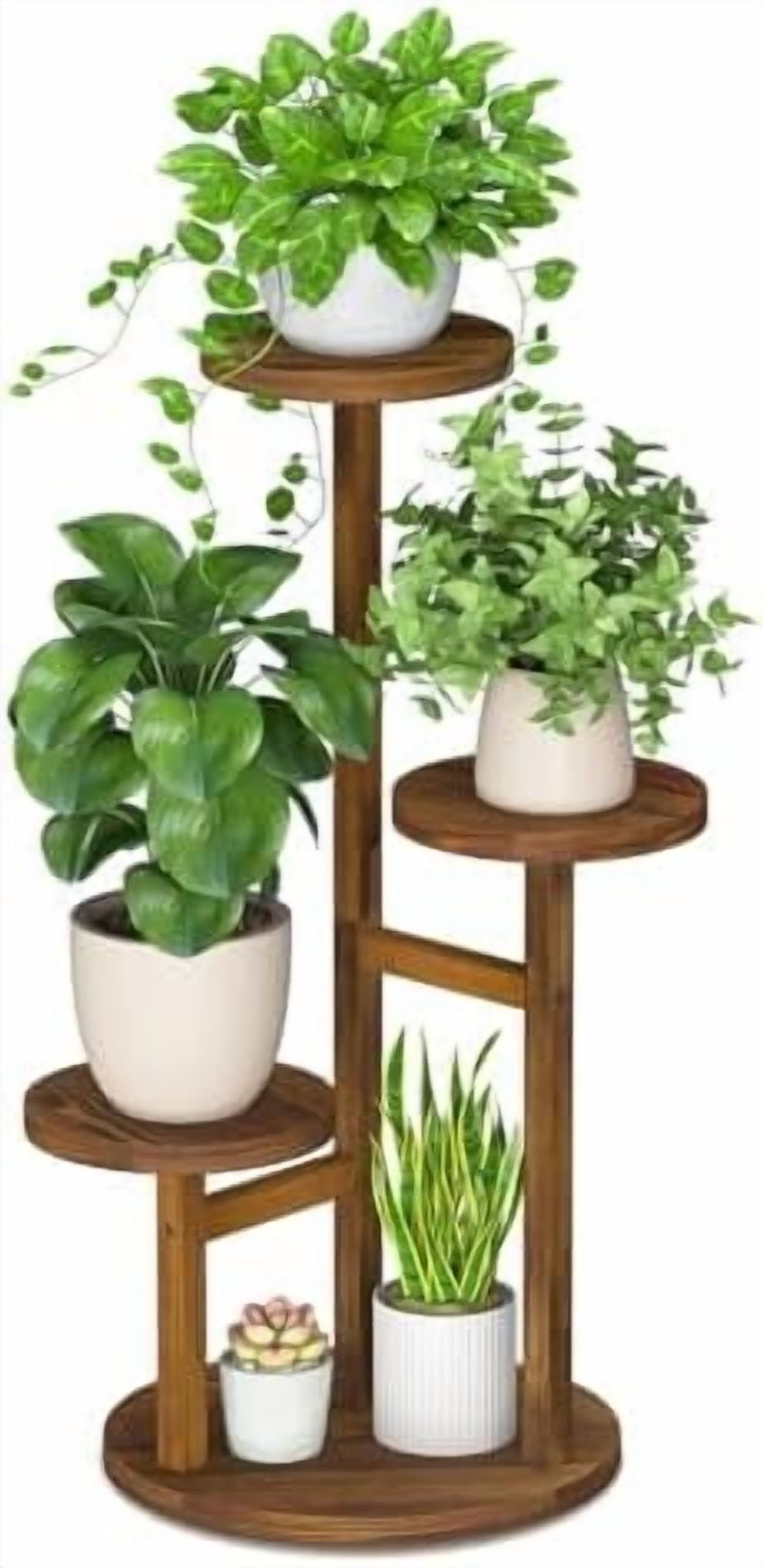 Wood Plant Stand Indoor Outdoor, 3 Tiered Corner Flower Shelf Multiple ...