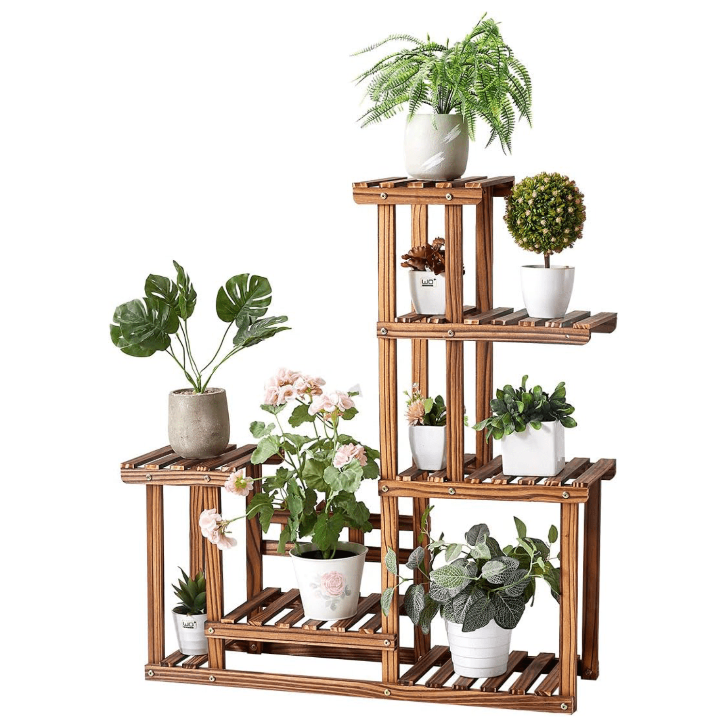 Wood Plant Stand Indoor Outdoor Multi Tiered Corner Plant Shelf Holder ...