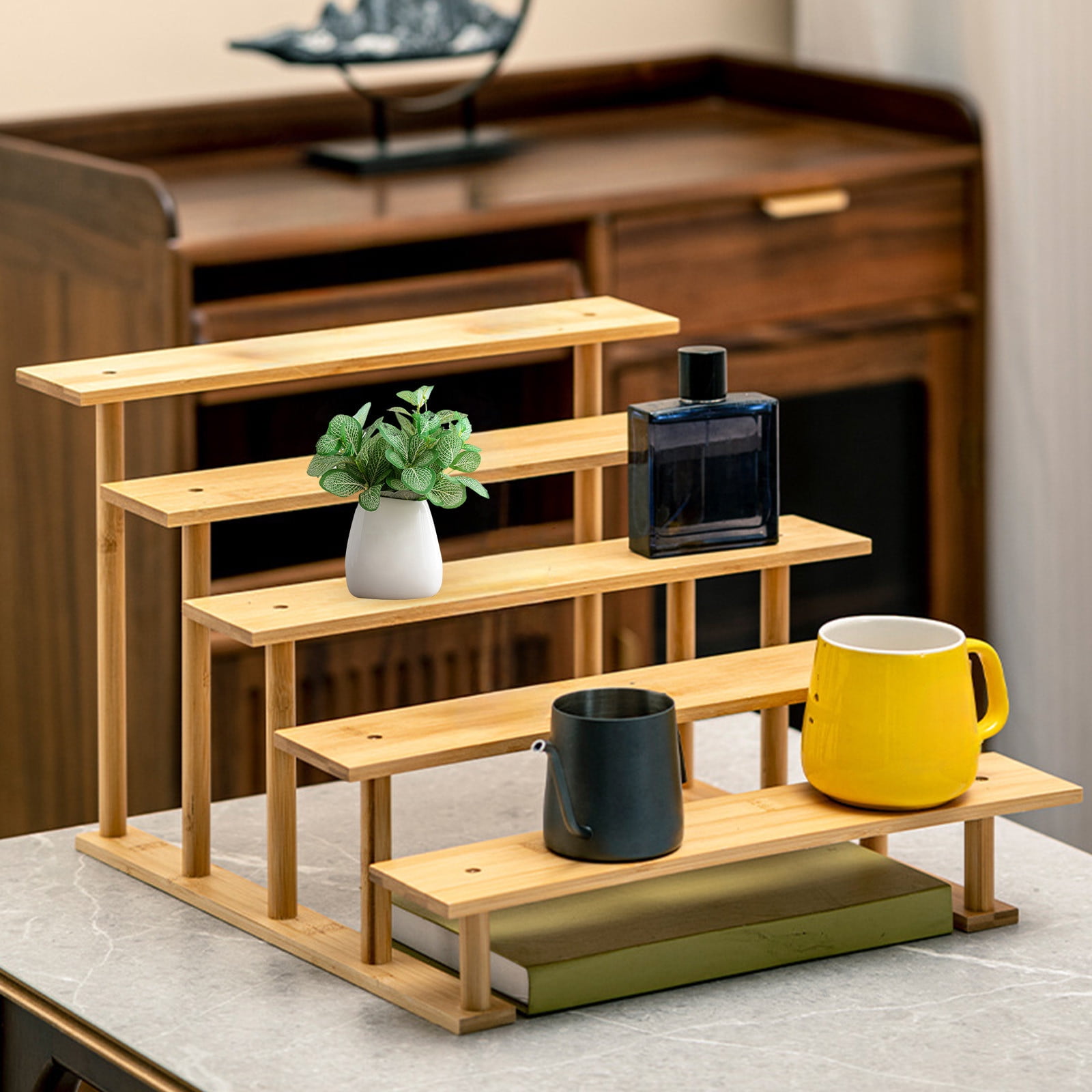 Wood Plant Stand Ladder Plant Shelf, 4 Tiered Flower Pot Display Rack ...