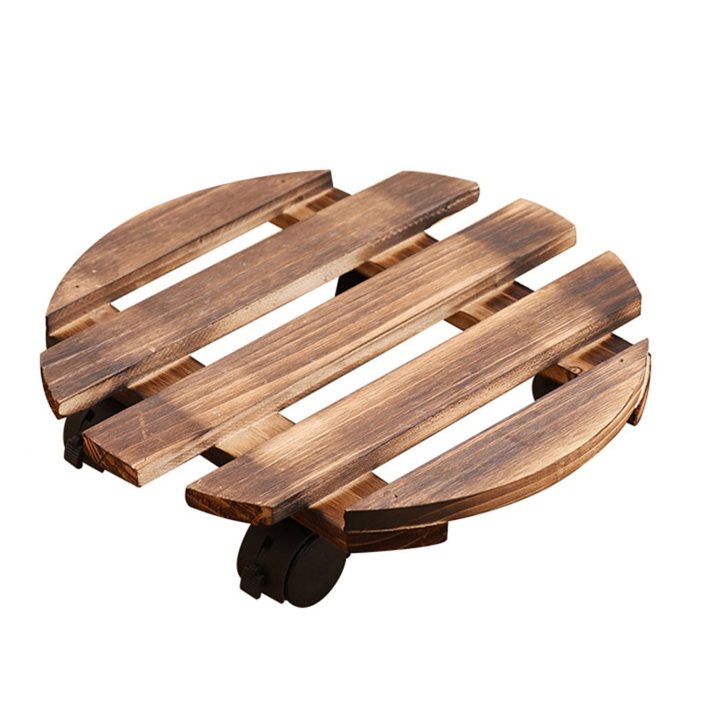 Wood Plant Stand with Wheels Heavy Duty Rolling Plant Stand Plant ...