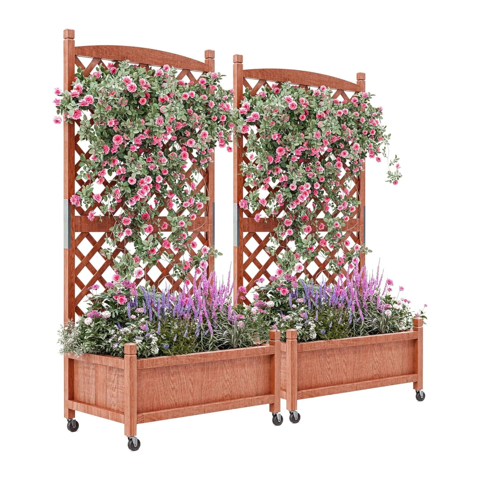 Wood Planter Box with Trellis for Plant & Flower, Raised Garden Bed ...