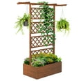 Wood Planter with Trellis, Raised Garden Bed Privacy Screen Planter Box ...