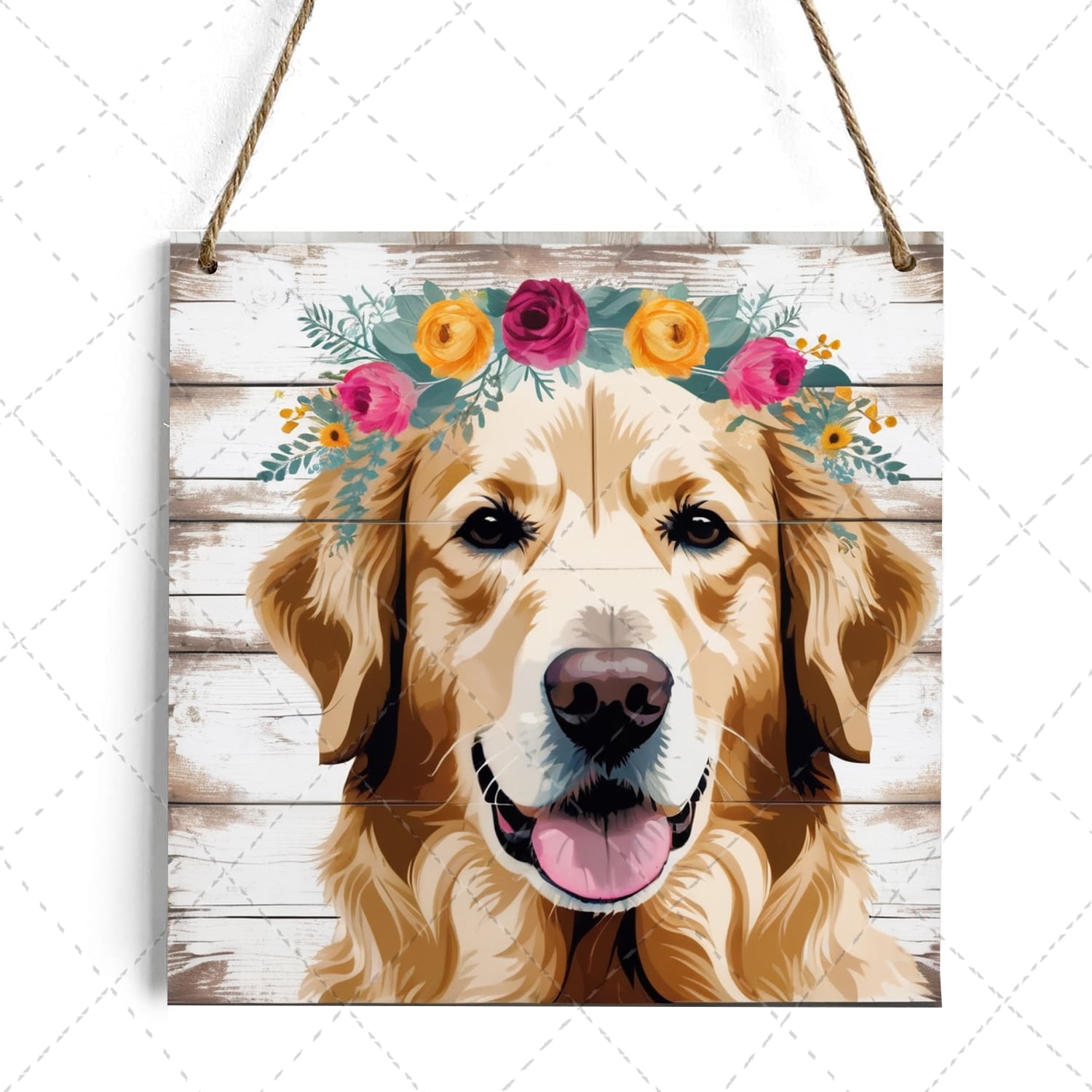 Wood Plaque Sign Wall Hanging Golden Retrieve(6) Rustic Home Bar Shelf ...