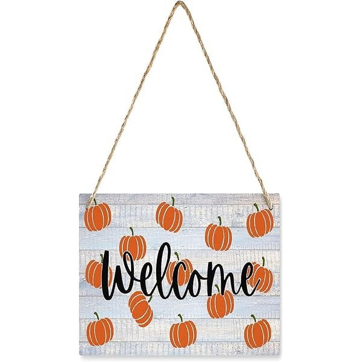 Wood Plaque Sign Wall Hanging Home Decorative Welcome Pumpkin Fall Sign ...