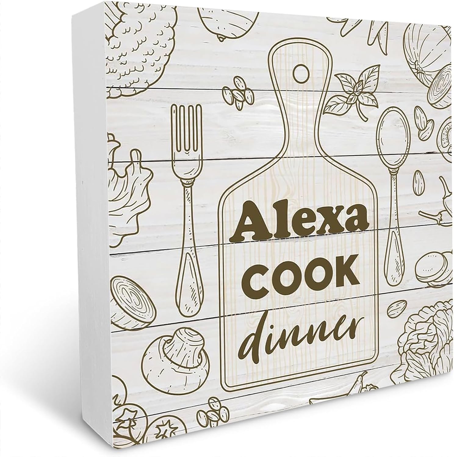 Wood Plaque Table Art Sign, Rustic Kitchen Decor For Shelf, Decorative ...