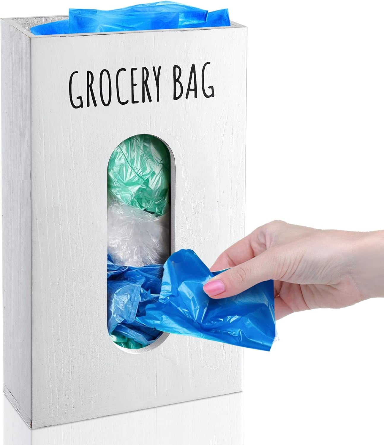 Wood Plastic Bag Holder - Wall Mount Grocery Bag Holder and Dispenser ...