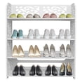 Wood-Plastic Board Four Tiers Carved Shoe Rack White B Utility Storage ...