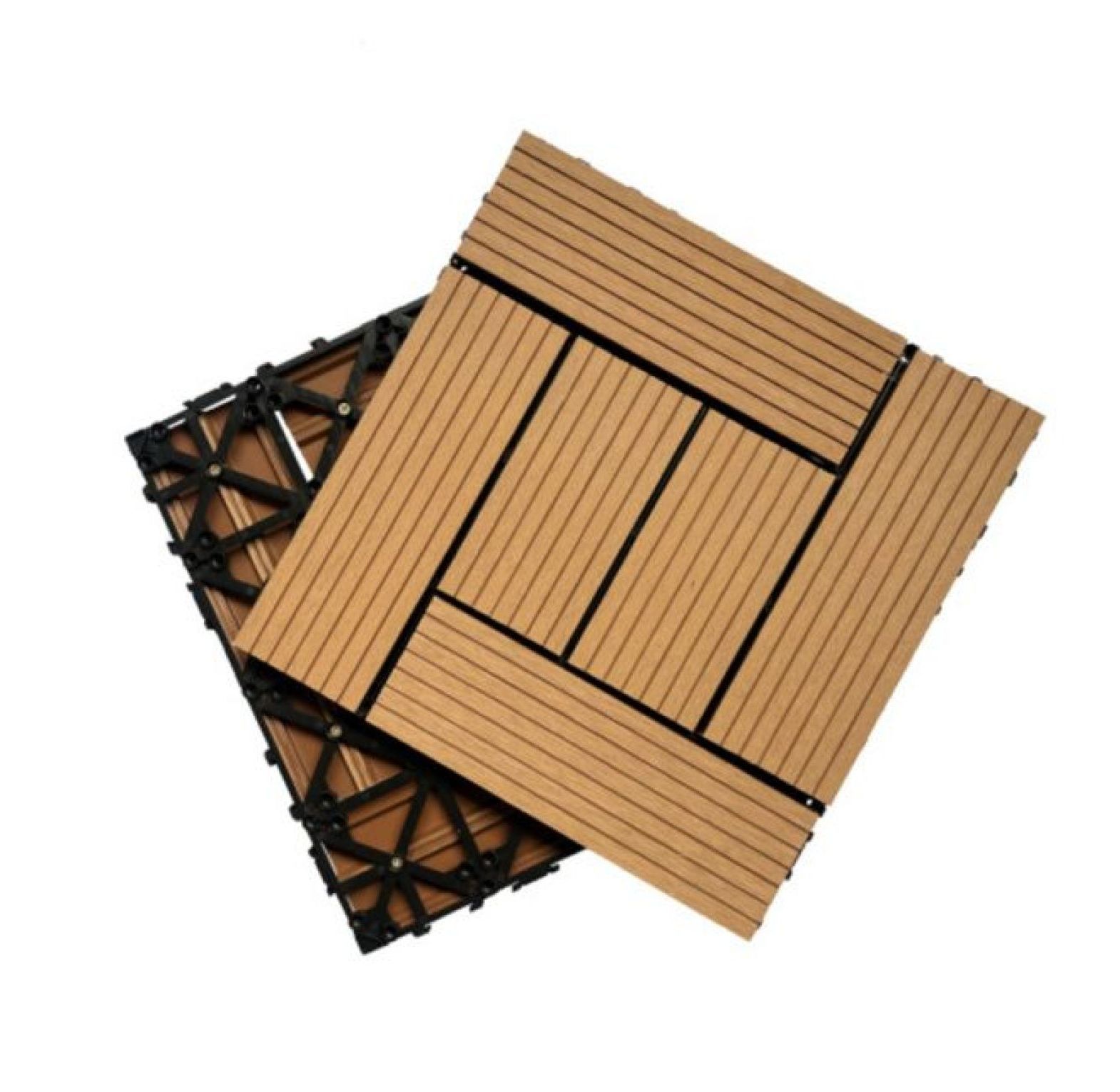 Wood Plastic Composite Deck Tiles 20-Pack, 12x12in Outdoor Flooring ...