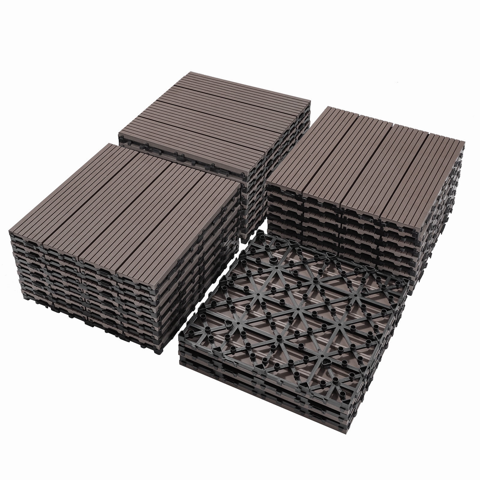 Wood Plastic Composite Deck Tiles Set of 20, Sustainable Composite ...