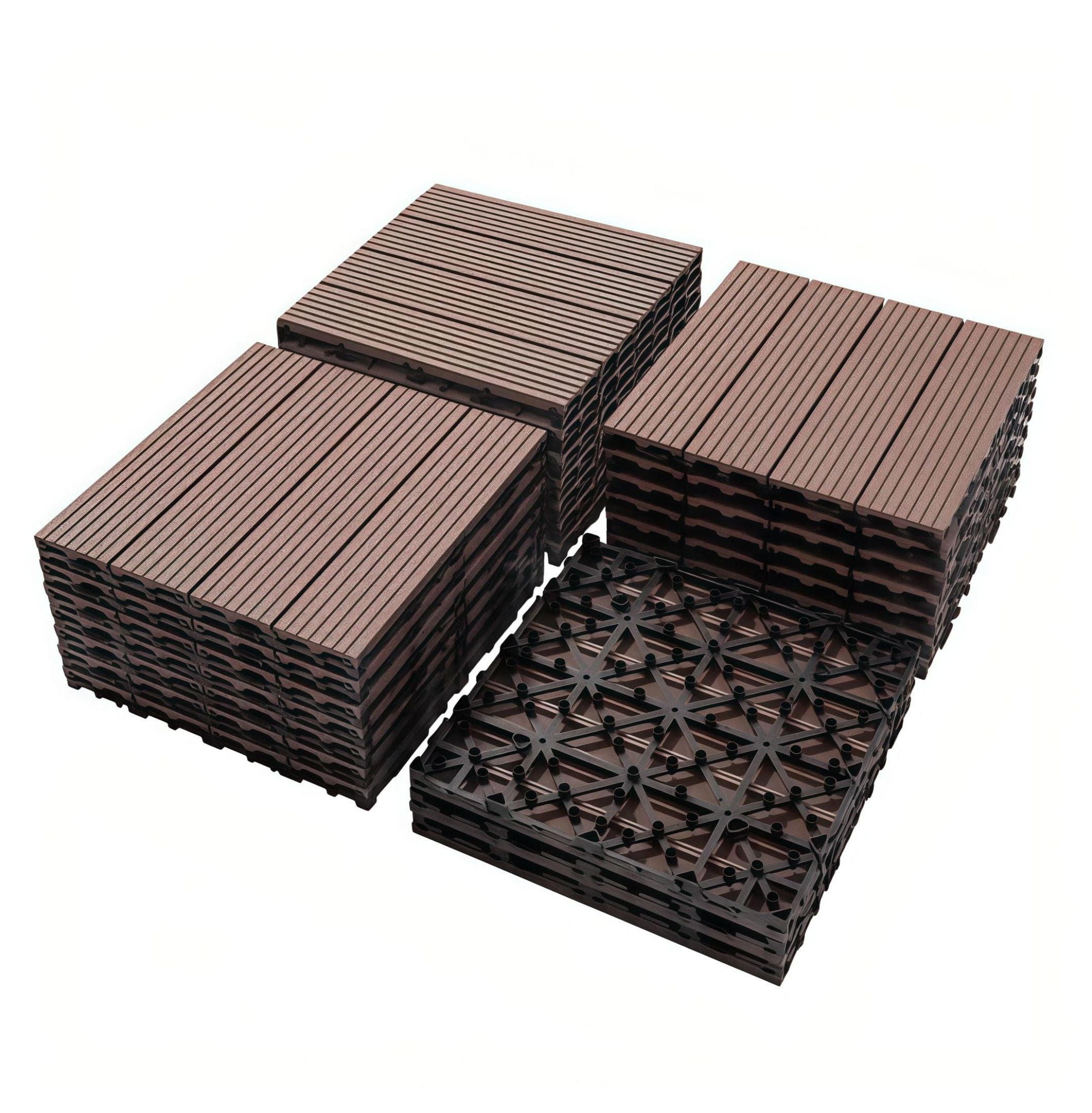 Wood Plastic Composite Deck Tiles Set of 20, Sustainable Composite ...