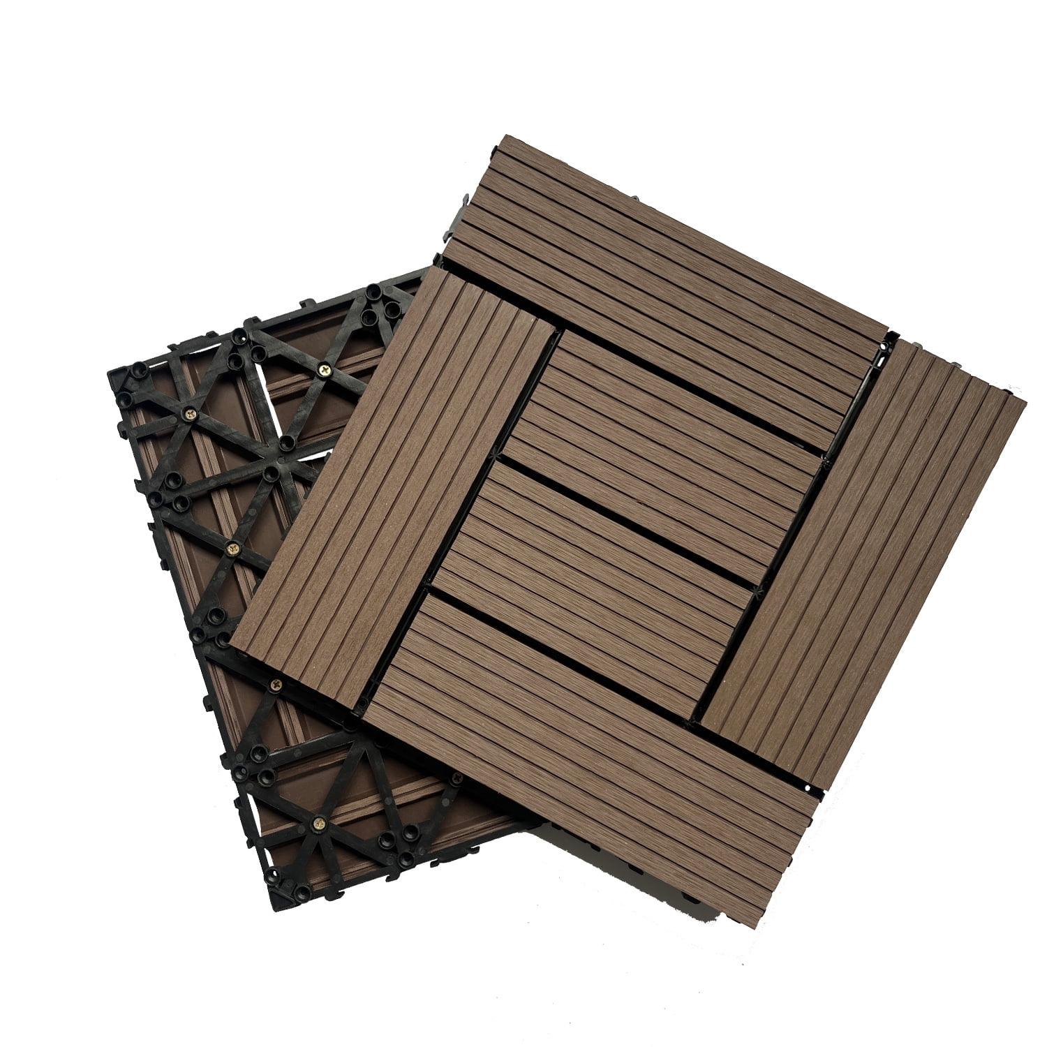 Wood Plastic Composite Deck Tiles Set of 20pcs Composite Decking Resist ...