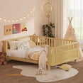 Wood Platform Bed Queen Size with Removable Guardrail, Low Profile Bed ...