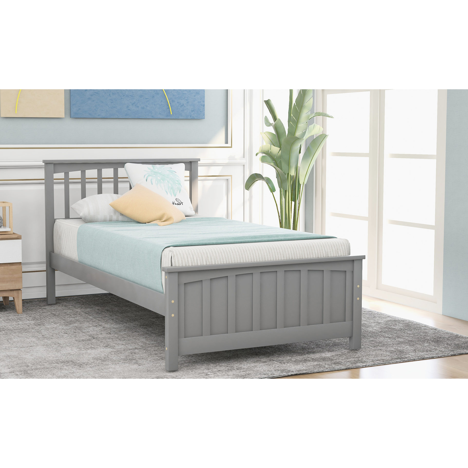 Wood Platform Bed, Twin | No Box Spring, 10 Reinforced Slats | Fresh ...