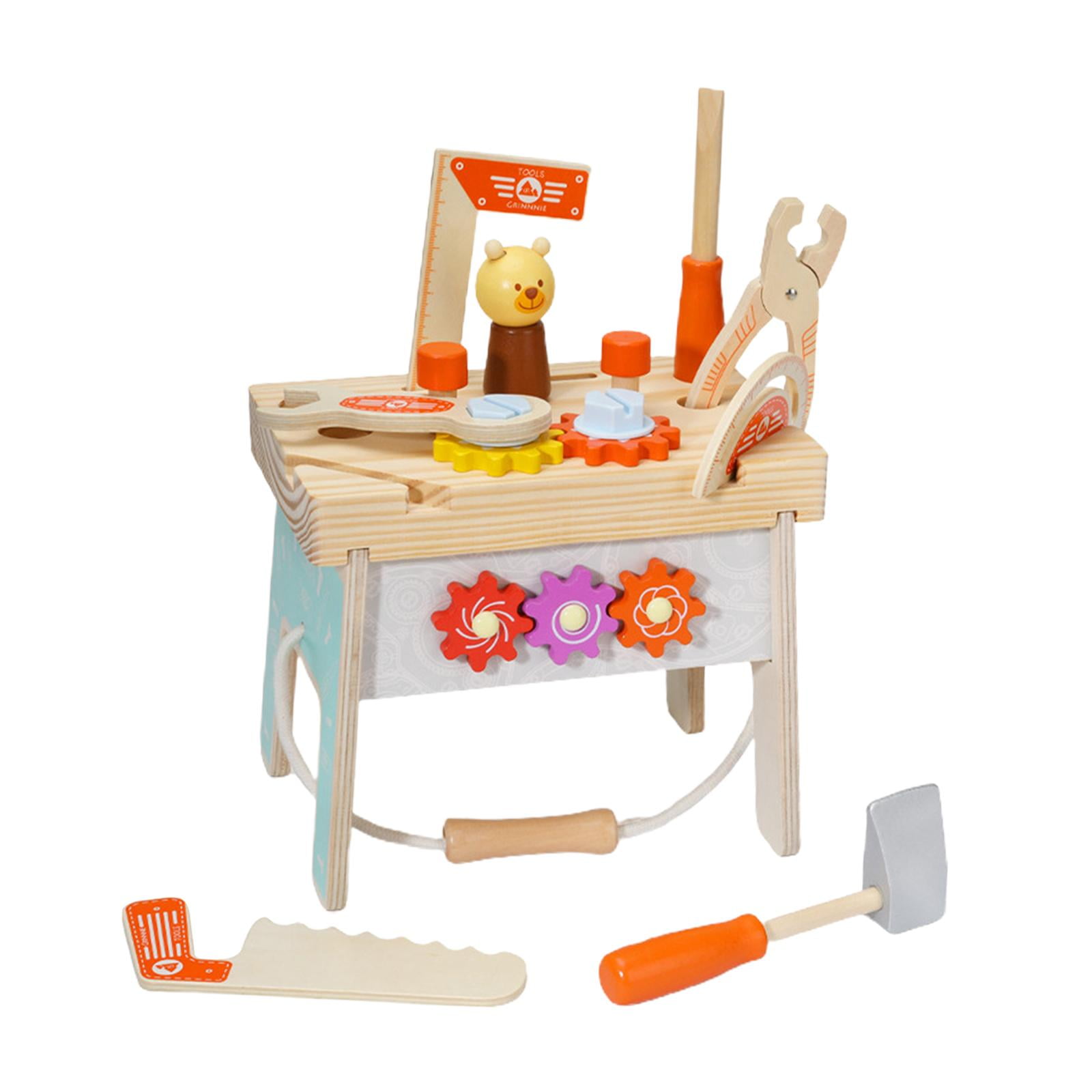 Wood Play Tool Workbench Children Toddlers Toy for 2 3 4 5 Years Old ...